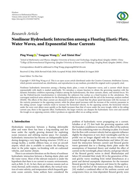 pdf nonlinear hydroelastic interaction among a floating elastic plate