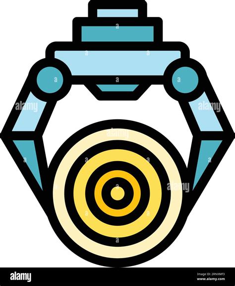 Robot Arm Wood Icon Outline Vector Work Factory Process Making Color Flat Stock Vector Image