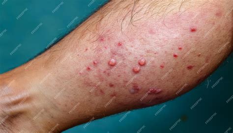 Closeup Of Erythema Nodosum With Red Nodules On Lower Leg Premium Ai