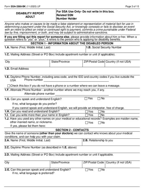 2020 2024 Form Ssa 3368 Bk Fill Online Printable Fillable Blank