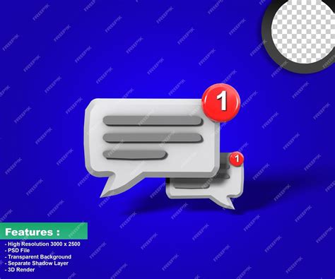 Ícone de notificação de mensagem de bate papo de renderização 3d png