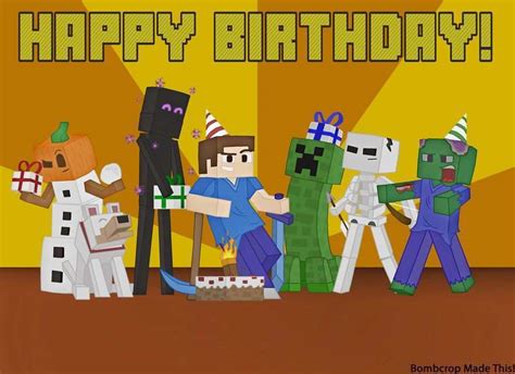81 Visiting Minecraft Happy Birthday Card Template Printable Download