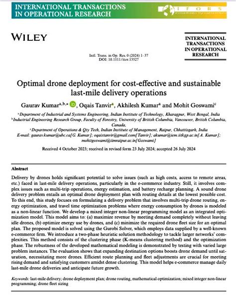 Dr Gaurav Kumar On Linkedin Research Drone Lastmiledelivery