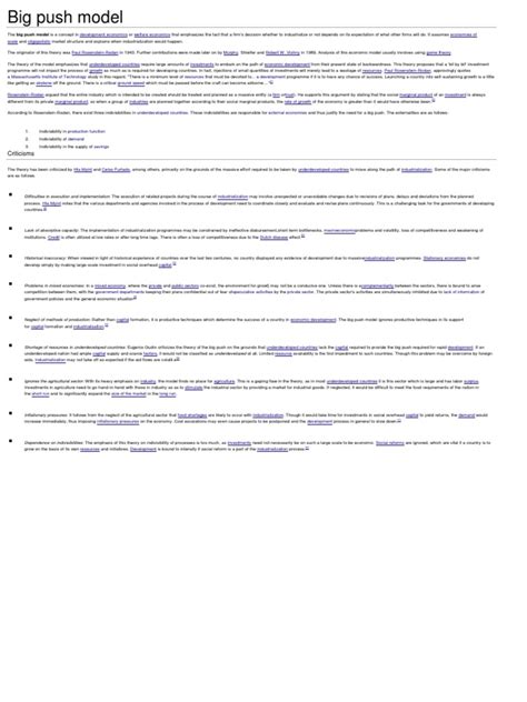 Big Push Model Pdf Economics Economies