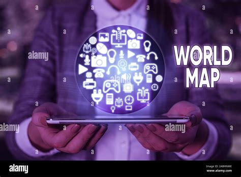 Conceptual Hand Writing Showing World Map Concept Meaning A Diagrammatic Representation Of The