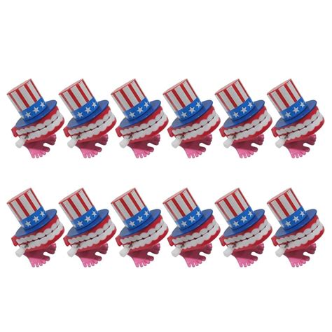 Frcolor 12 Pcs Funny Independence Day Tote Hat Toys Eye Catching Teeth