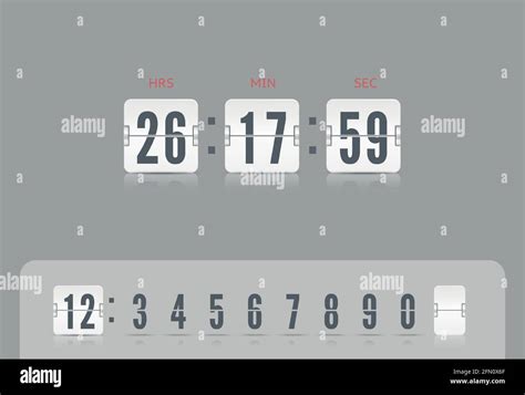 Vector Illustration Template White Scoreboard Number Font With Reflections Isolated On Gray