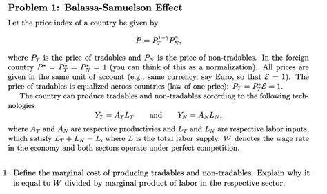 Problem 1 Balassa Samuelson Effect Let The Price