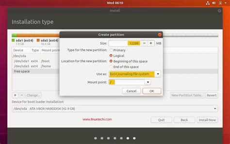 Install Ubuntu Create Boot Partition