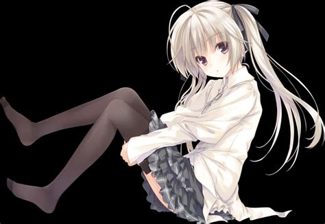 Download Silver Haired Anime Girl Sitting