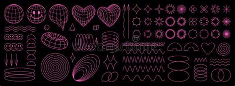 Geometry Wireframe Shapes And Grids In Neon Pink Color 00s Y2k Retro Futuristic Aesthetic