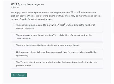 Solved Q23 Sparse Linear Algebra 6 Points We Apply Sparse