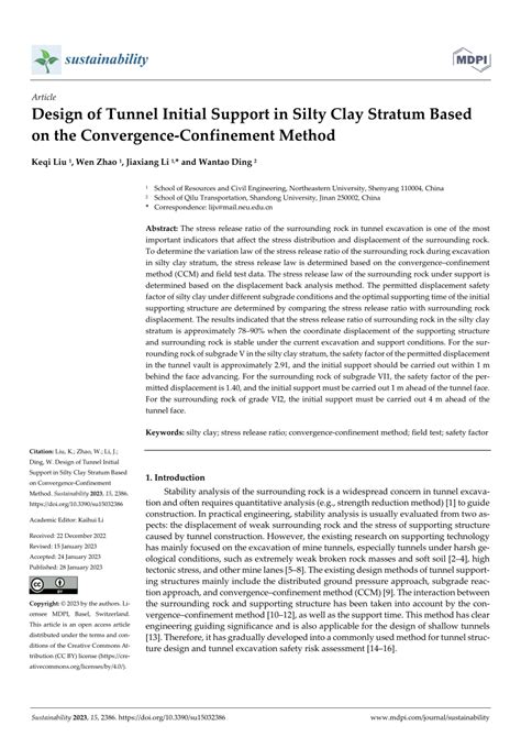 Pdf Design Of Tunnel Initial Support In Silty Clay Stratum Based On The Convergence