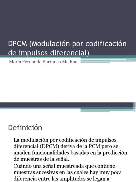 Dpcm Modulación Por Codificación De Impulsos Diferencial Pdf