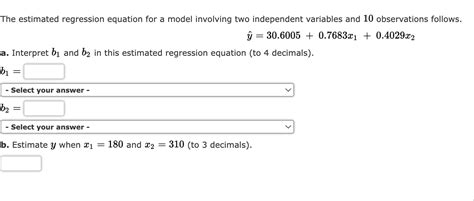 Solved The Estimated Regression Equation For A Model