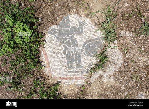 Rome Italy Ostia Antica Fragment Of Roman Mosaic Depicting Erotic Scene Stock Photo Alamy