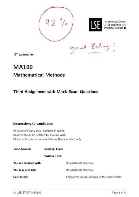 2018 19 Third Mock Exam St Examination Ma Mathematical Methods Third Assignment With Mock Exam
