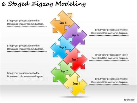 Timeline PowerPoint Template 6 Staged Zigzag Modeling