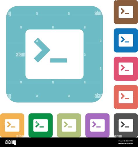 Command Terminal White Flat Icons On Color Rounded Square Backgrounds Stock Vector Image And Art