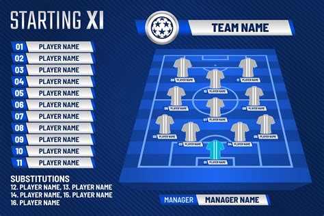 Football Starting Xi Soccer Line Up Football Graphic For Soccer