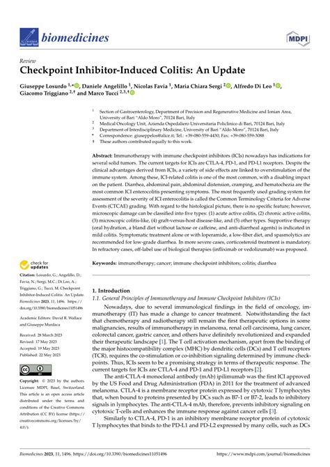 Pdf Checkpoint Inhibitor Induced Colitis An Update