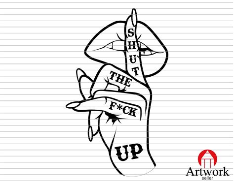 Shut The Fck Up Female Hand Middle Finger Lips Kiss Gesture Etsy