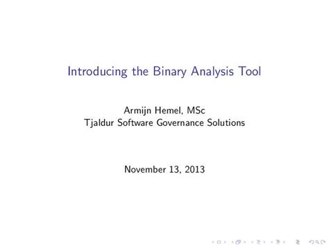 pdf introducing the binary analysis tool analysis steps steps to