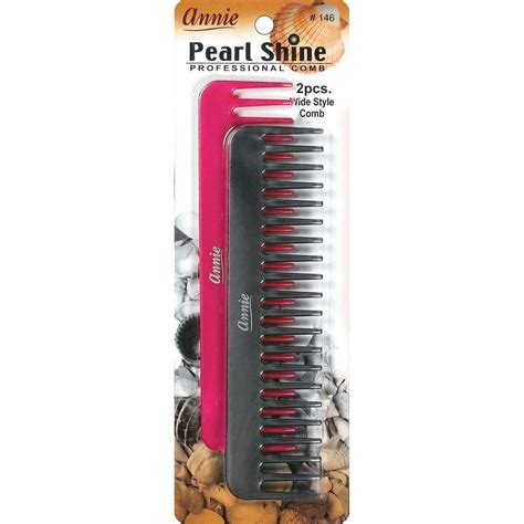 Annie Pearl Shine Combs Wide Tooth 2ct Asst Color Annie International