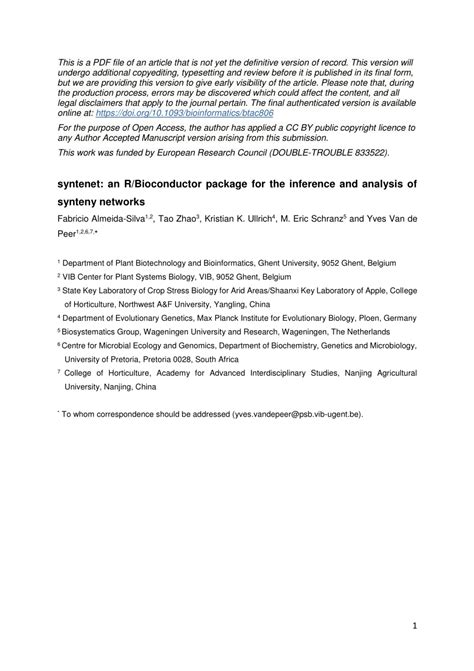 Pdf Syntenet An R Bioconductor Package For The Inference And Analysis Of Synteny Networks