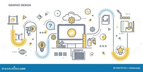 Flat Line Design Header Graphic Design Stock Vector Illustration Of