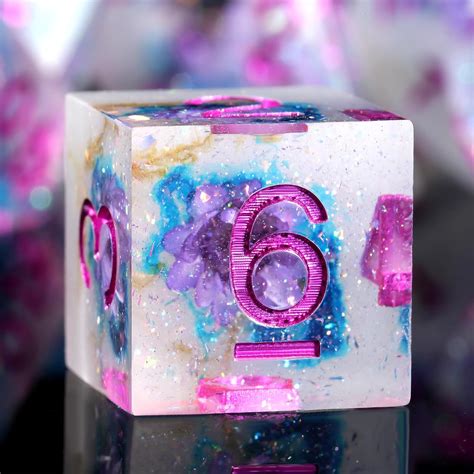Flower Dnd Dice Dndnd Handmade Double Layers Resin Sharp
