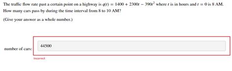 Solved The Traffic Flow Rate Past A Certain Point On A