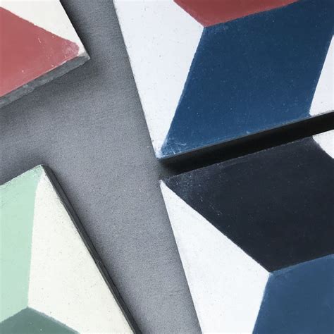 Geometric Red Blue Encaustic Cement Tile Encaustic Cement Tile