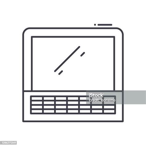 랩톱 장치 아이콘 선형 격리 된 그림 얇은 줄 벡터 웹 디자인 기호 흰색 배경에 편집 가능한 스트로크와 개요 개념 기호 개념에 대한 스톡 벡터 아트 및 기타 이미지 Istock