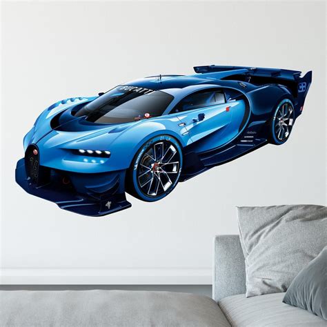 Bugatti Vision Gt Car Wall Decal Blue Hypercar Fabric Wall Sticker