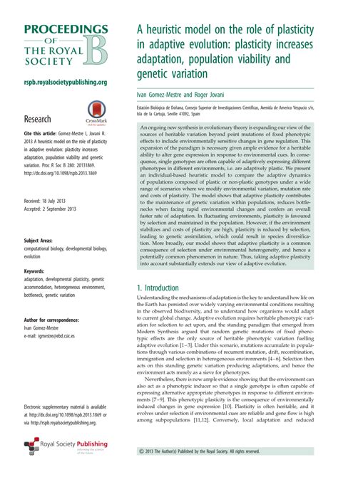 A Heuristic Model On The Role Of Plasticity In Adaptive Evolution