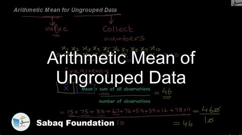 Mean Formula For Ungrouped Data