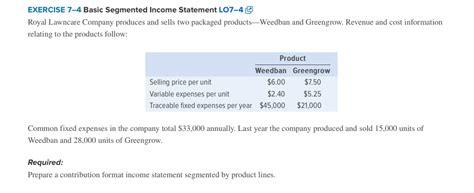 solved exercise 7 4 basic segmented income statement lo7 4