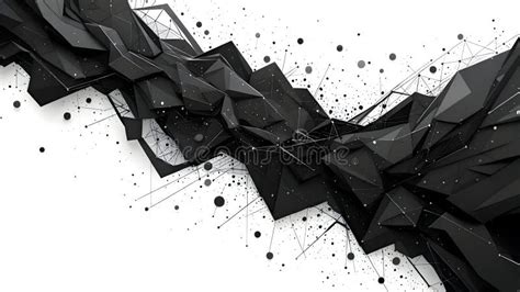 Black Abstract Fluid Tech Shape Isolated On White Background Stock