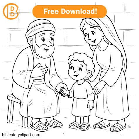 Hannah Dedicates Samuel At The Temple Bible Story Clipart