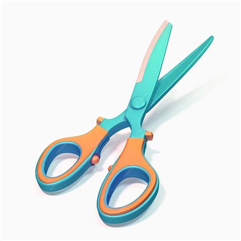 Cute Scissors In White 3d Cartoon Isometric Render Premium Ai
