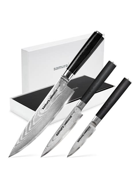 Samura Samura Damascus Knife Set Of 3 T Box Paring Knife Utility