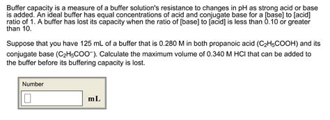 Solved Buffer Capacity Is A Measure Of A Buffer Solutions