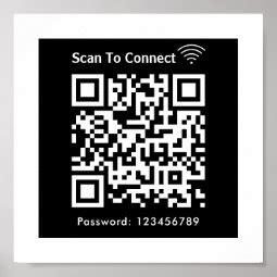Wifi Scan To Connect Password Qr Code Black Poster Zazzle