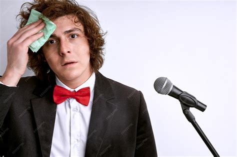 Premium Photo Nervous And Shy Caucasian Public Speaker With