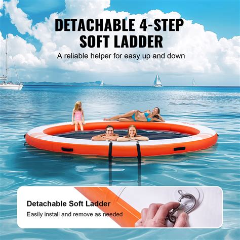 Vevor Inflatable Floating Dock ø8ft Inflatable Dock Platform With ø5ft Trampoline Mesh Pool