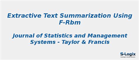 Extractive Text Summarization Using F Rbm S Logix