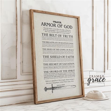The Full Armor Of God Prayer Christian Poster Prayer Printable Wall