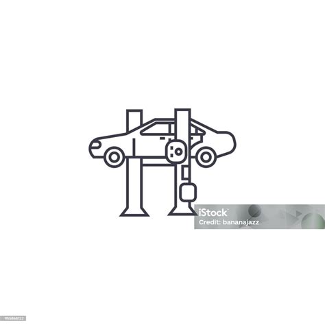 자동차 리프트 벡터 라인 아이콘 기호 그림 배경 편집 가능한 선 건강 진단에 대한 스톡 벡터 아트 및 기타 이미지 건강 진단 건강관리와 의술 검사 보기 Istock