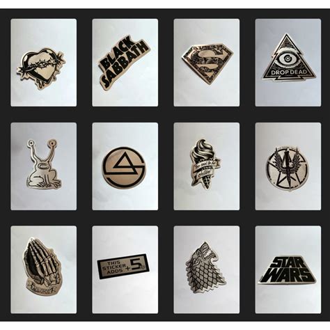 Silver Black Design Waterproof Stickers Suitable For Luggagelaptop